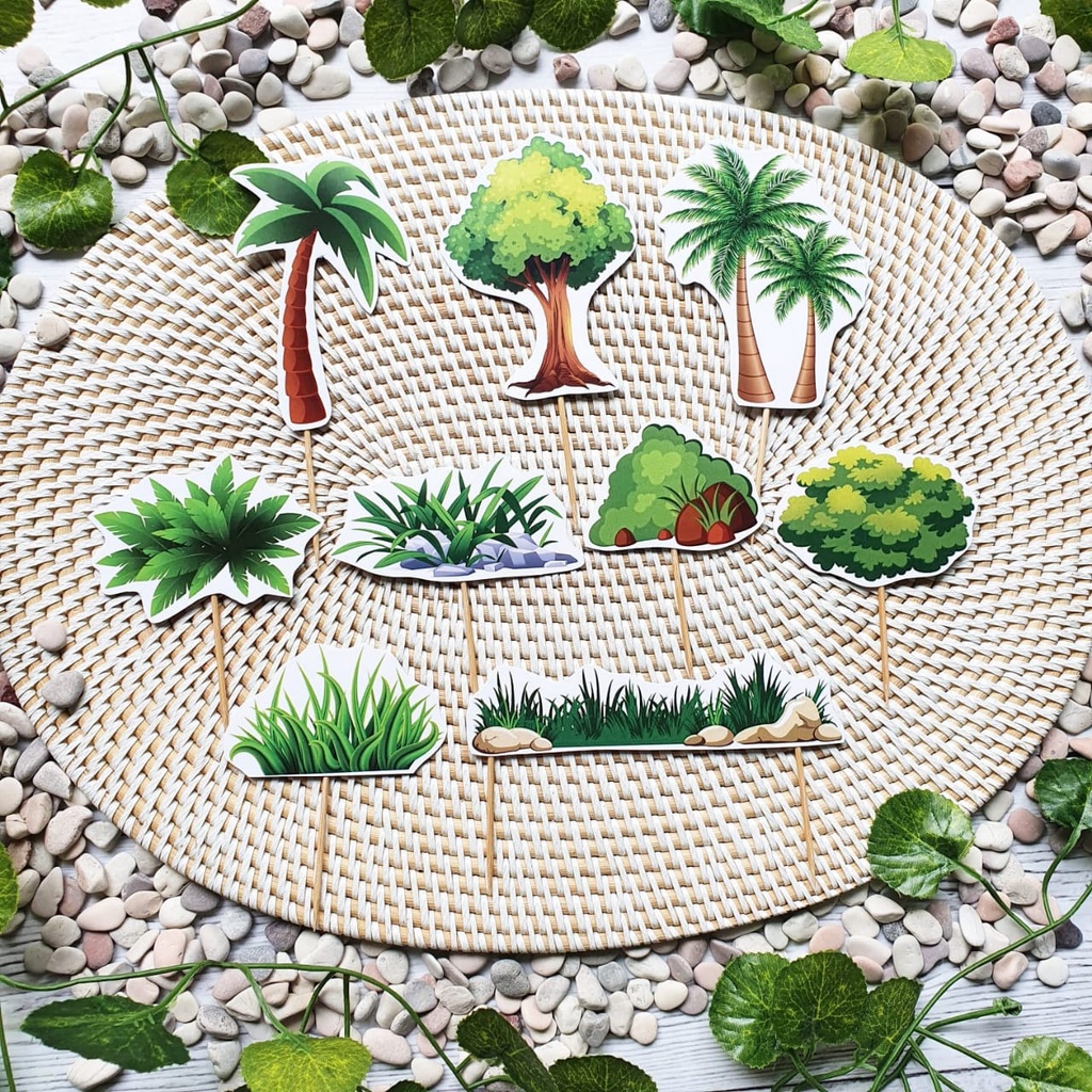 Jual Topper Kue Tree Grass Bushes Palm Pohon Rumput Semak (9pcs ...