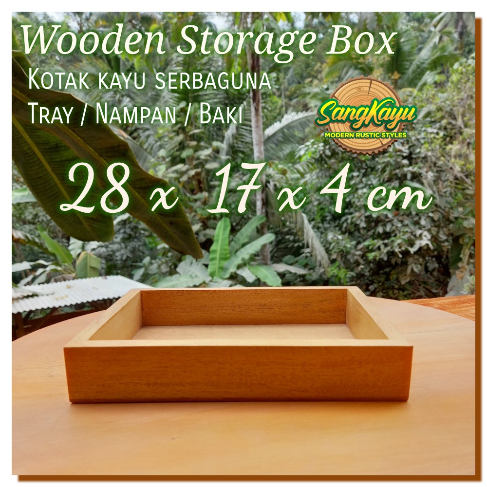 Jual Wooden storage box 28x17x4 cm kotak kayu kotak serbaguna nampan ...