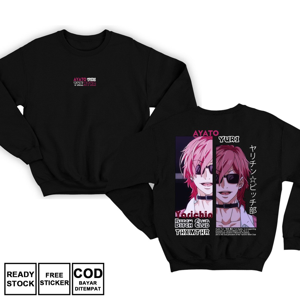 Jual SWEATER CREWNECK AYATO YURI YARICHIN BITCH CLUB TAKASHI YUU ...