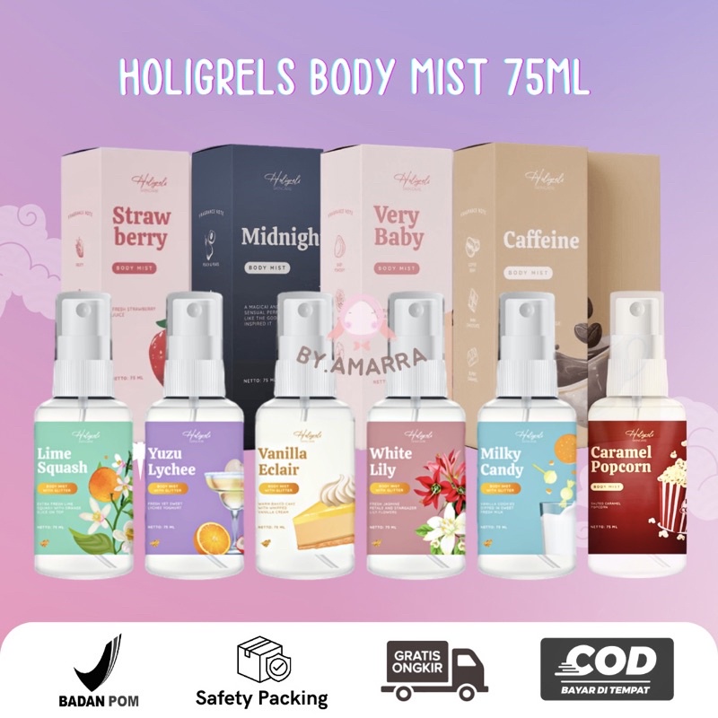 Jual (READY) HOLIGRELS BODY MIST VANILLA ECLAIR CARAMEL POPCORN BODY ...
