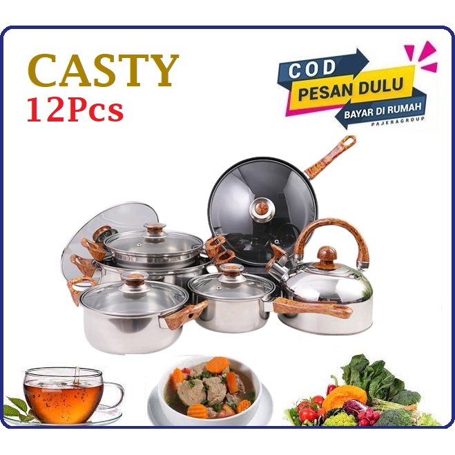 Jual Panci Set Serbaguna Casty 12pcs Original Dengan Body Stainless ...