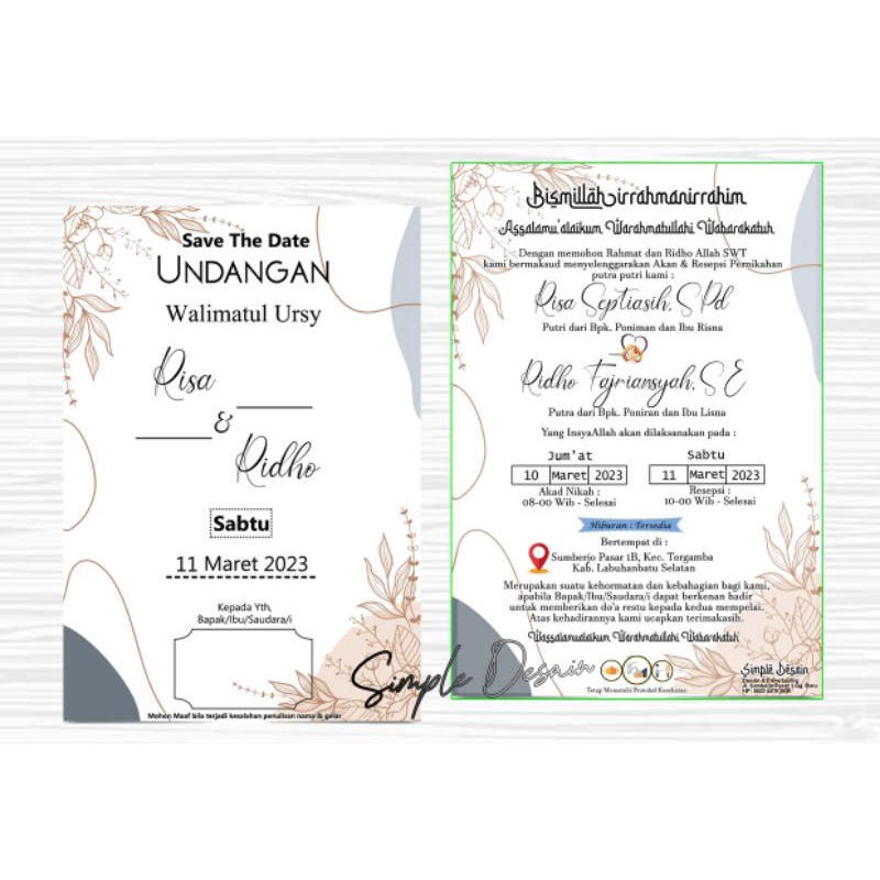 Jual Undangan Pernikahan Murah 1 Lembar Timbal Balik | Shopee Indonesia