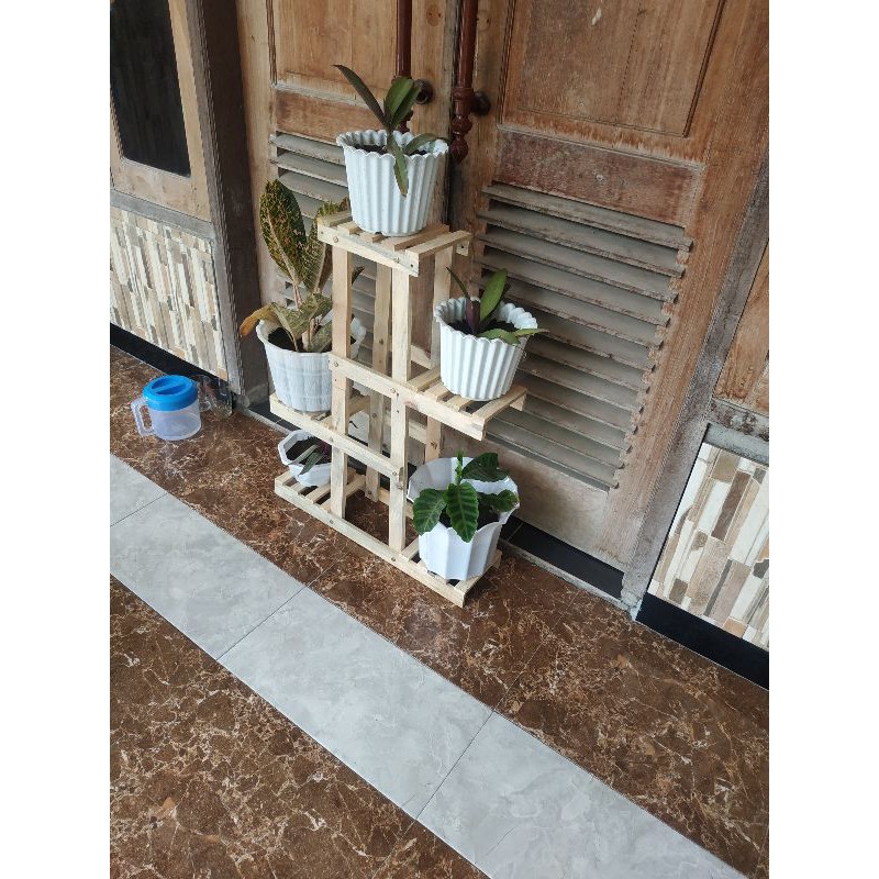 Jual RAK BUNGA MINIMALIS 5 POT/ RAK BUNGA UNIK/ RAK SERBAGUNA KAYU/ RAK ...