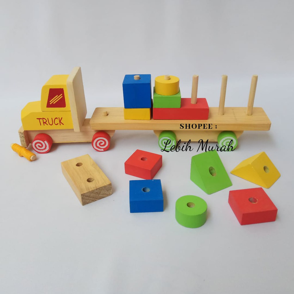 Jual APE Truck Mini Block Mainan Kayu Edukasi Montessori Toys Karya ...