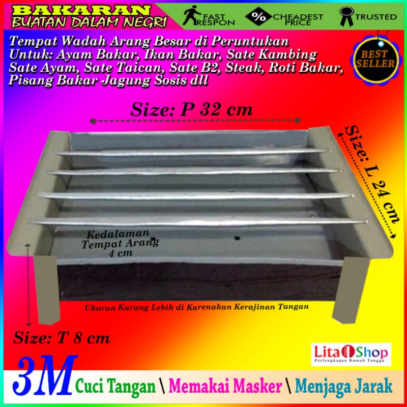 Jual Tempat Panggangan Bakaran Sate Lebar Sedang Besi Tebal Murah ...