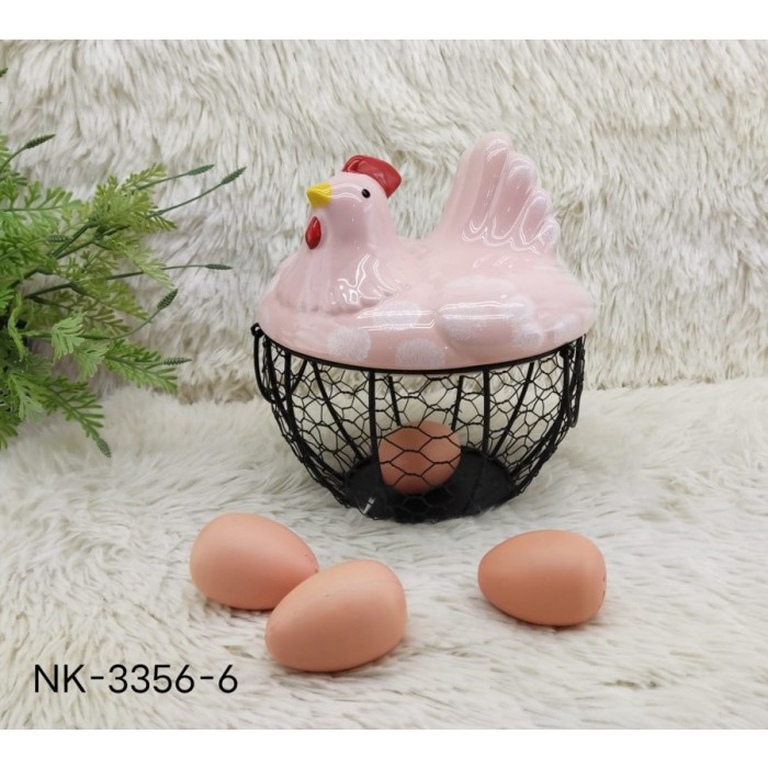 Jual Keranjang Tempat Telur Telor Unik Motif Ayam Keramik + Besi ...