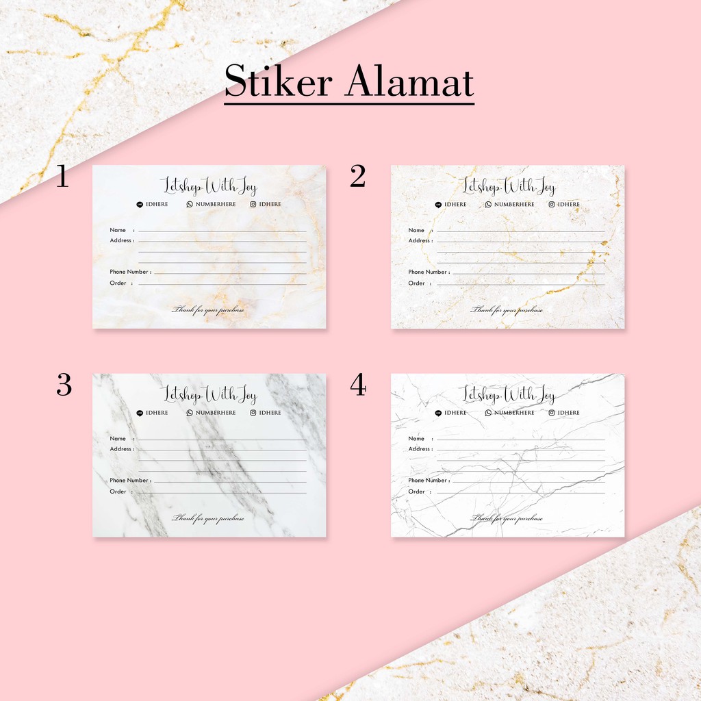 Jual Stiker alamat sticker address labels bahan HVS/Kromo, MARBLE ...