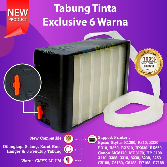 Jual Tabung Tinta Exclusive 6 Warna 100ml Box Hitam CISS Infus R230 ...