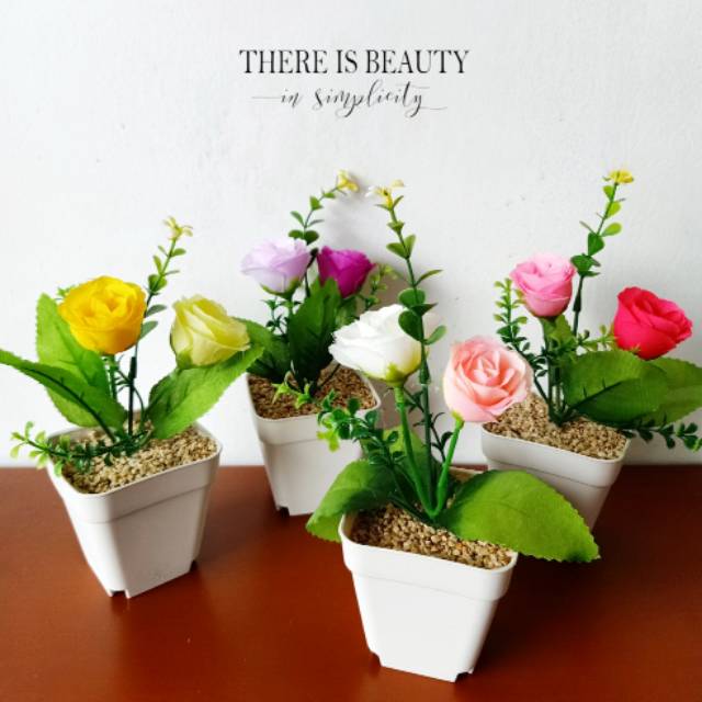 Jual BUNGA MAWAR POT BUNGA PLASTIK BUNGA ARTIFICIAL BUNGA PALSU ...