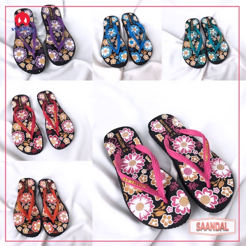 Jual Swallow Floral Bunga Sandal Jepit Wanita (Bisa Eceran) | Shopee ...