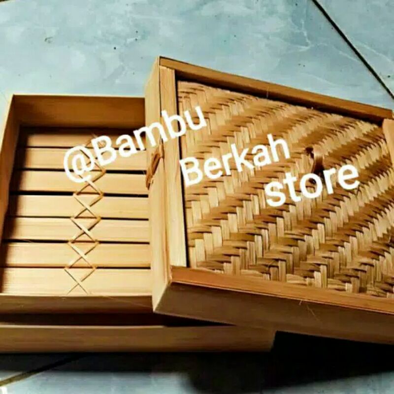Jual klakat bambu kotak 30x30 wadah saja tanpa tutup | Shopee Indonesia