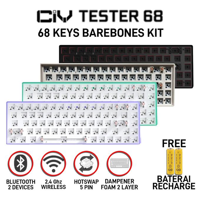 Jual CIY TESTER 68 Wireless Barebones Mechanical Keyboard Kit Hotswap 5 ...