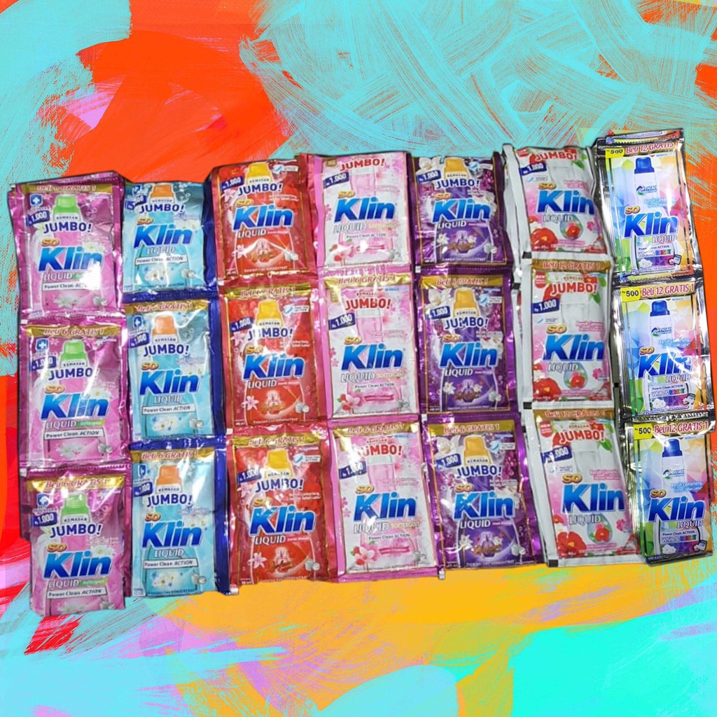 Jual So Klin Liquid Cair Detergent Renceng JUMBO Sachet Detergent Cair ...