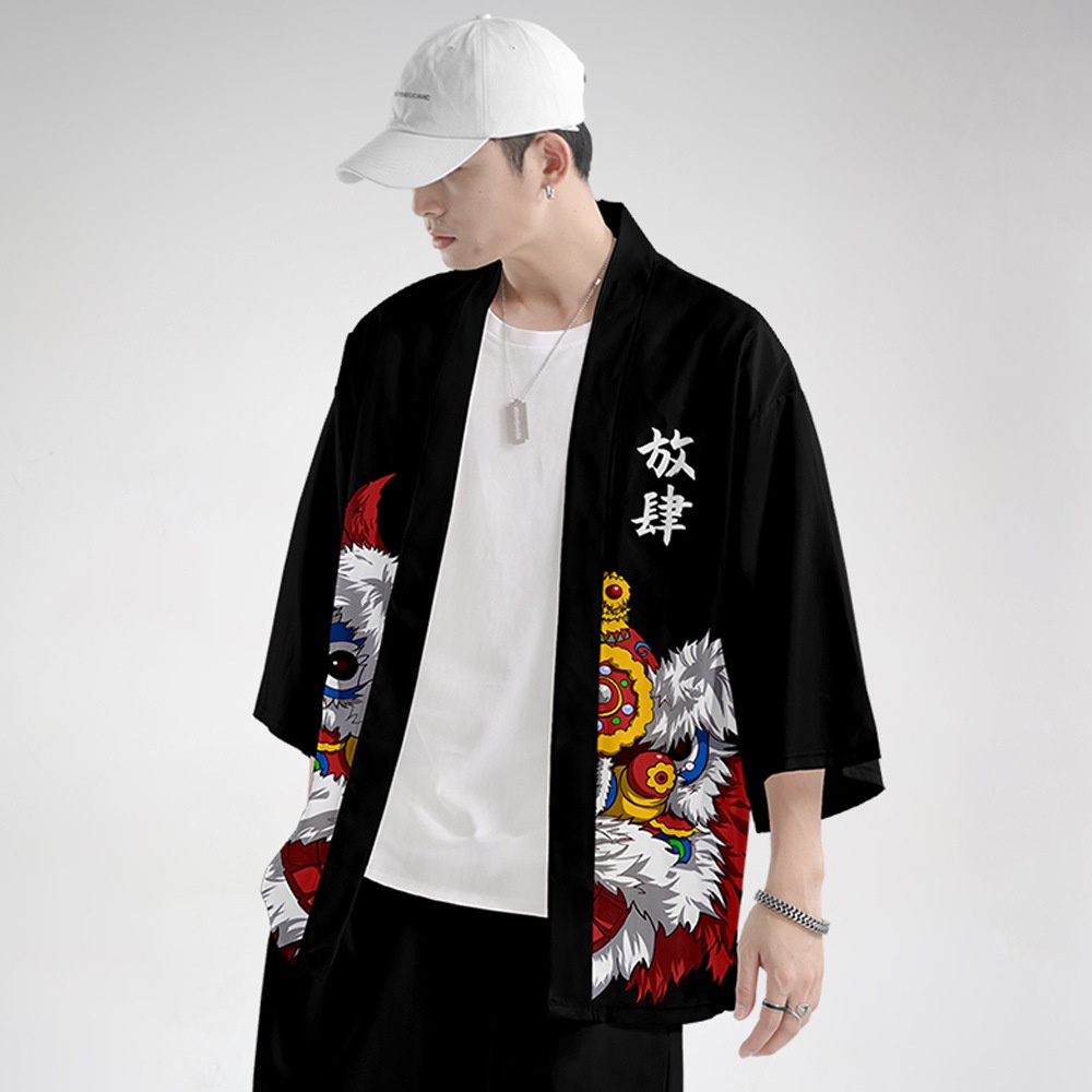 Jual baju Japanese Tarian Singa Cosplay Streetwear Hitam Men Women ...