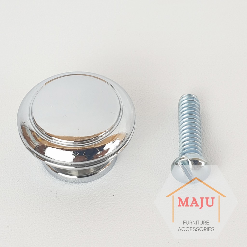 Jual Knob Knop Stainless Besi Bulat Putih Chrome (Tarikan Handle Laci ...