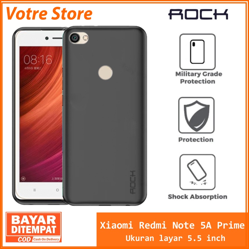 Jual ROCK Black Case Xiaomi Redmi Note 5A Prime Shockproof TPU Hybrid ...