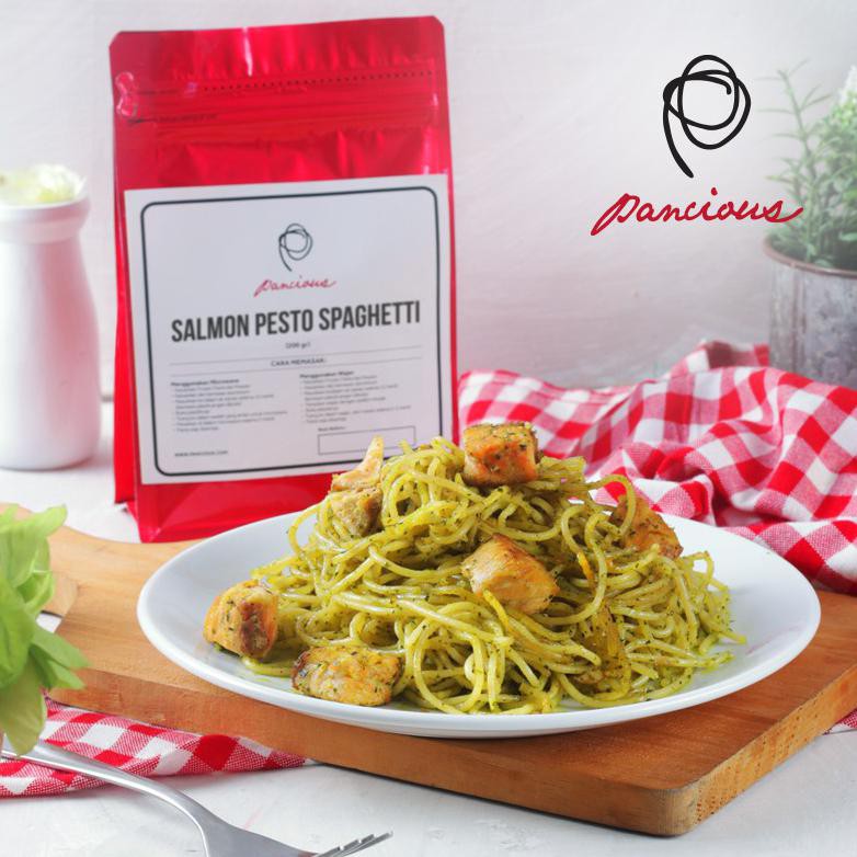 Jual {BISA COD} PANCIOUS Frozen Pasta - Spaghetti Salmon Pesto TERBARU ...