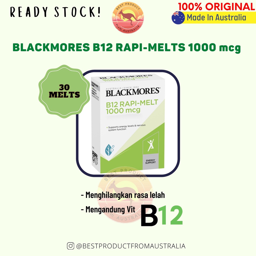 Jual BLACKMORES B12 Rapi-Melt 1000 mcg Vitamin 30 Melts Original ...