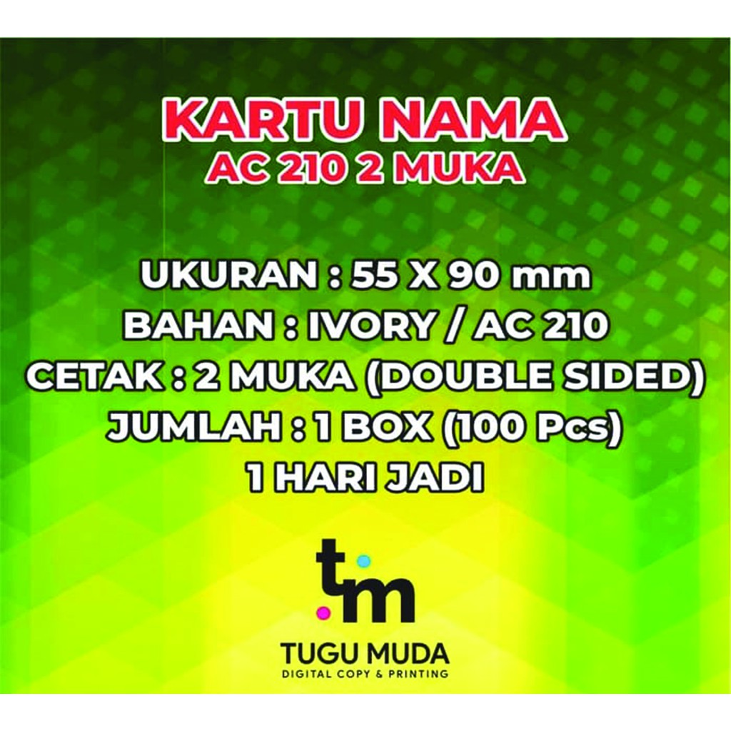 Jual Cetak / Print Kartu Nama AC/IVORY 210gsm 2 Muka | Shopee Indonesia