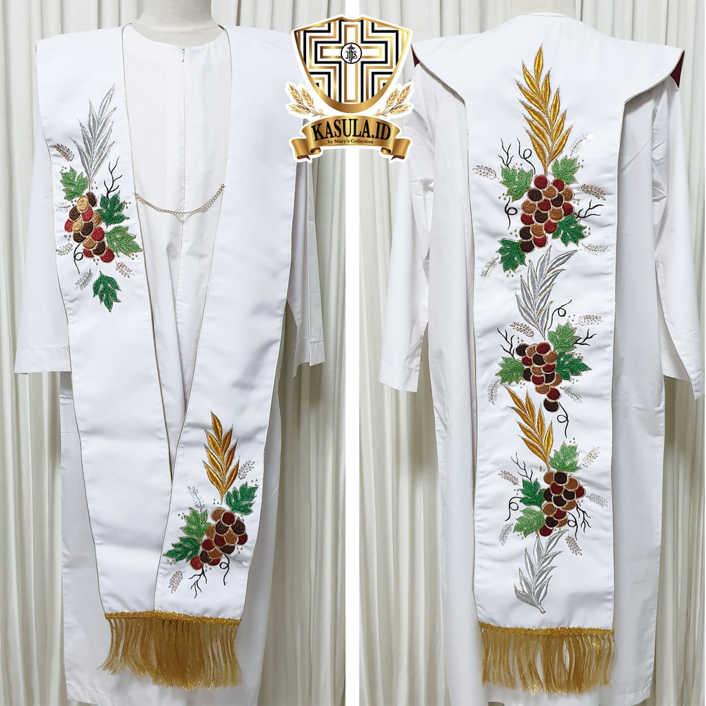 Jual Stola 2 Warna Putih Merah Jubah Romo Katolik 26 | Shopee Indonesia