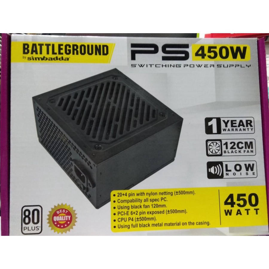 Jual Power Supply Simbadda 450 watt / Simbada 450w 20+4Pin Garansi ...