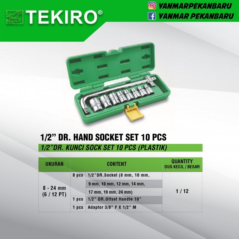 Jual TEKIRO Kunci sock SET 8-24MM / HAND SOCKET SET 10PCS/SET (PLASTIK) | Shopee Indonesia