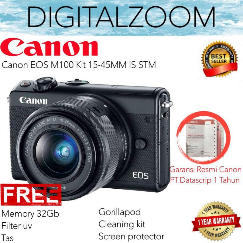 Jual Canon EOS M100 Kit 15-45MM IS STM - KAMERA MIRRORLESS CANON M100 ...