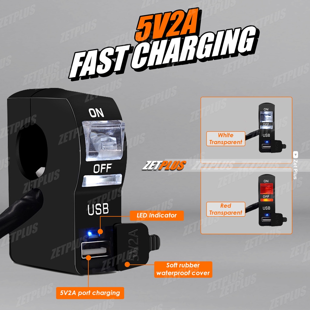 Jual SAKLAR USB CHARGER /switch engine stang motor on -ff lampu/ATV ...