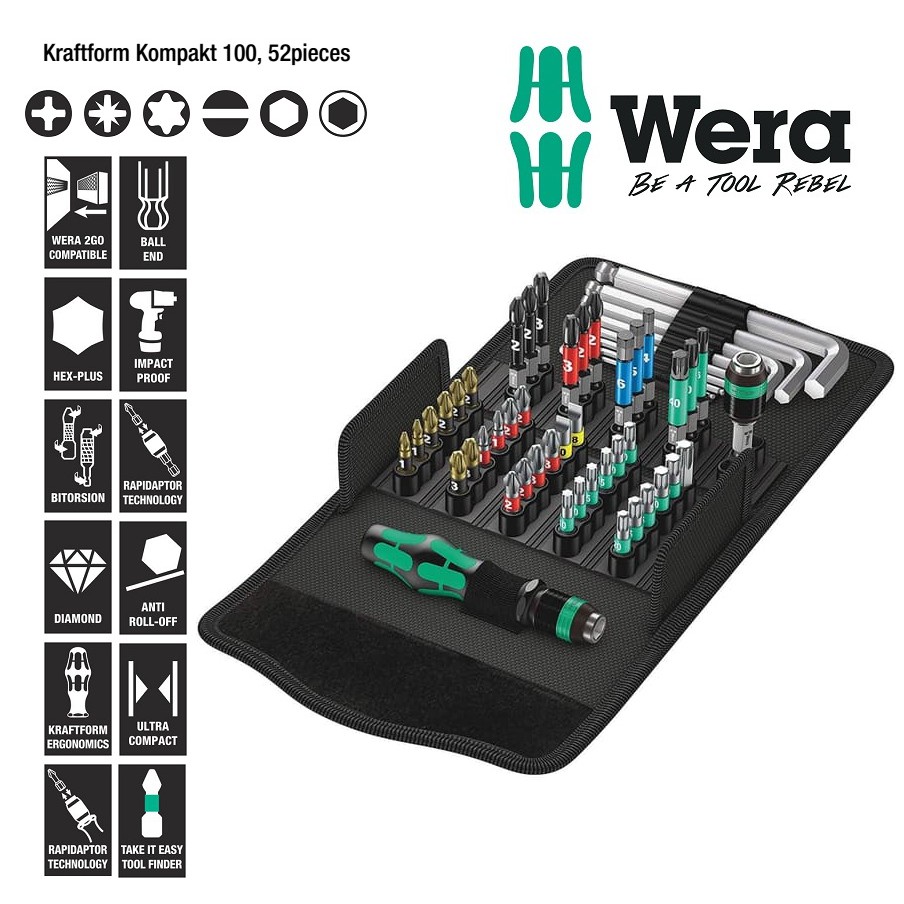 Jual Tool Kit Set Wera 05057460001 Screwdriver Kraftform Kompakt 100 ...