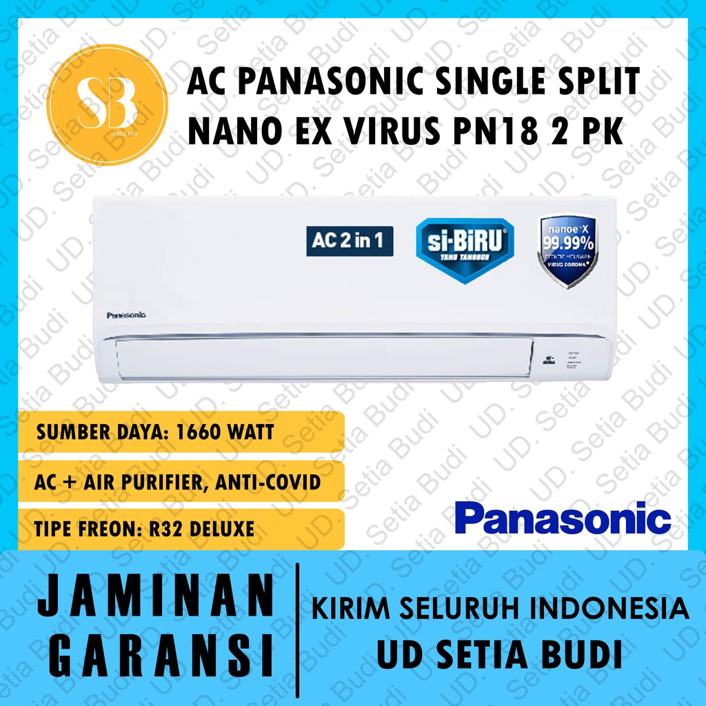 Jual AC Panasonic Single Split Nano Ex Virus PN18 2 PK CS CU PN18WKJ ...