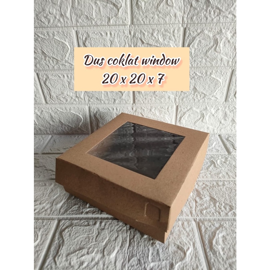 Jual Box coklat window laminasi R10/ Dus kue 20 x 20 x 7,5 cm PER 10 ...