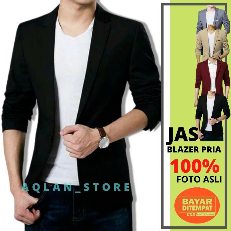 Jual Jas Pria Formal Casual Slim Fit Kantor Pengantin Blazer Pria ...