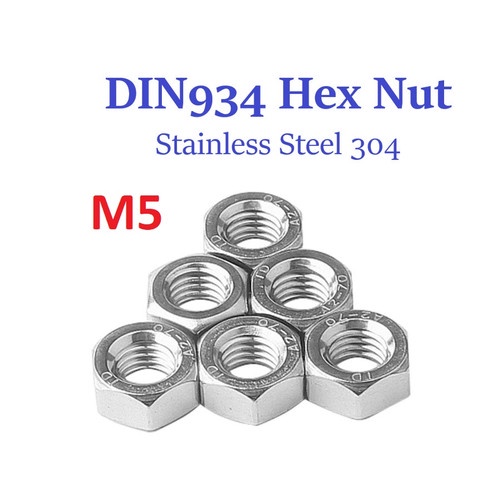 Jual MUR STAINLESS M5 PITCH 0,8 DIN934 HEX NUT STAINLESS STEEL 304 ...
