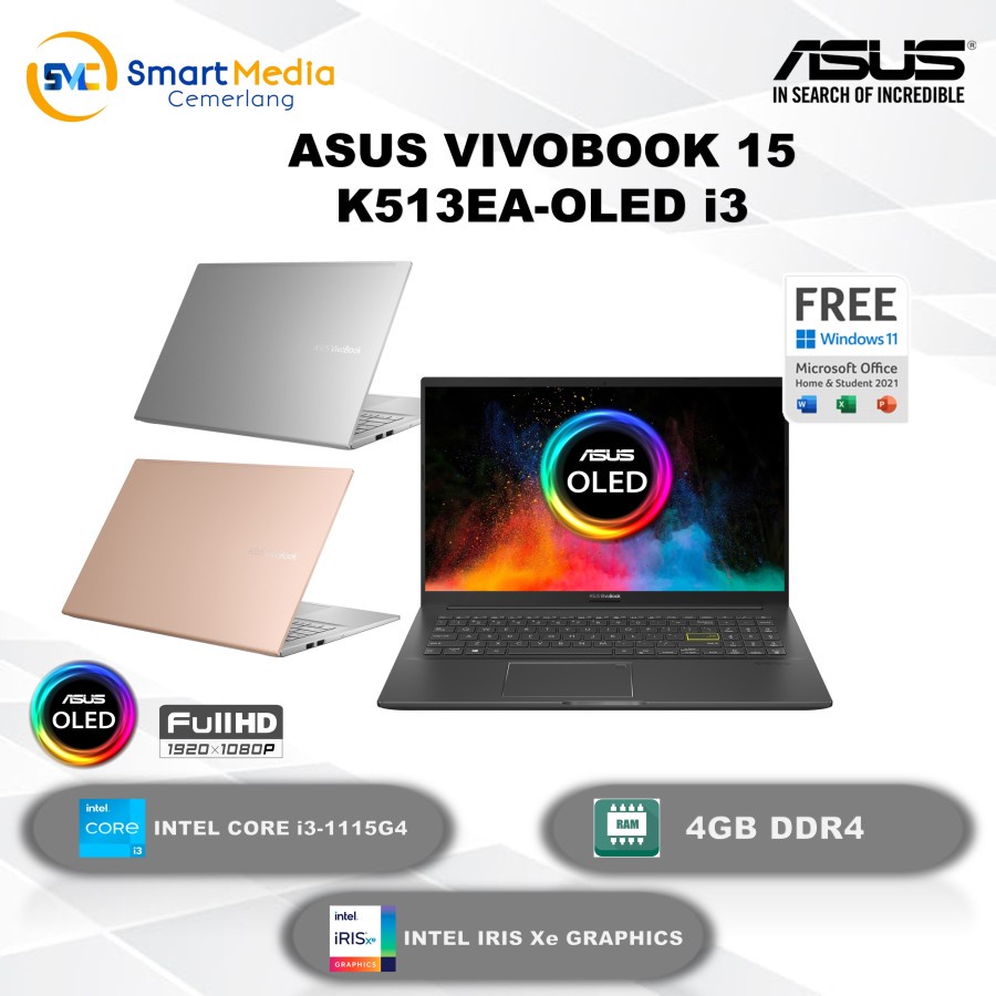 Jual ASUS VIVOBOOK ULTRA 15 K513EA - i3-1115G4 - 4GB - 512GB - 15" FHD ...