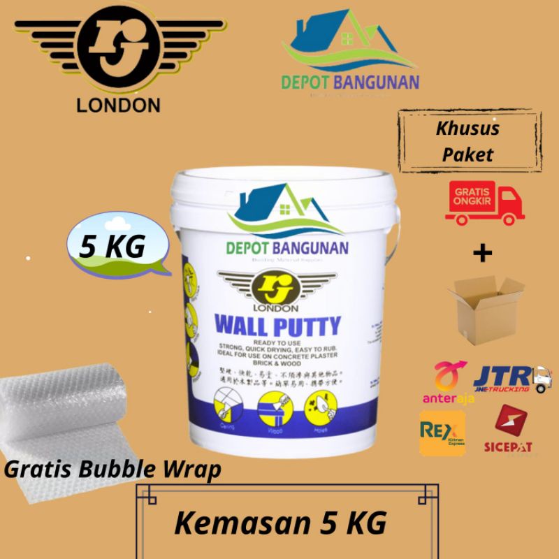 Jual Dempul Tembok Wall Putty Plamir Plamur Tembok RJ 5 KG PAKET ...