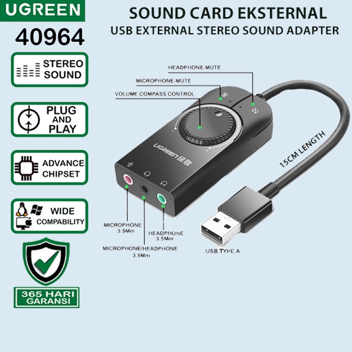 Jual UGREEN USB External Soundcard Stereo Audio Sound Adaptor Adapter ...