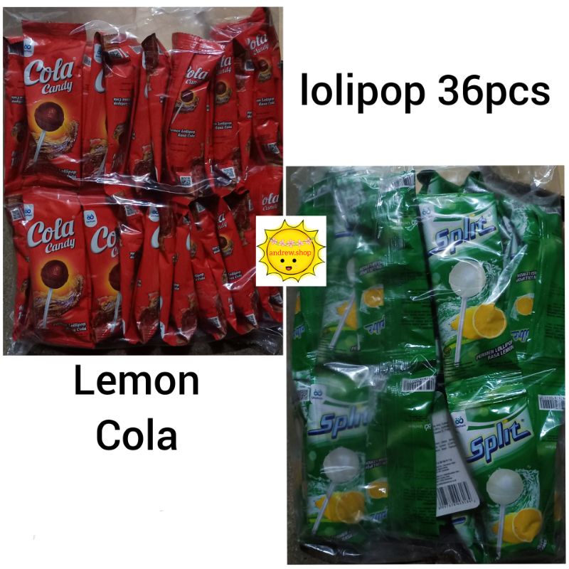 Jual Lollipop Split Lemon/Cola/Mango (36pcs) | Shopee Indonesia