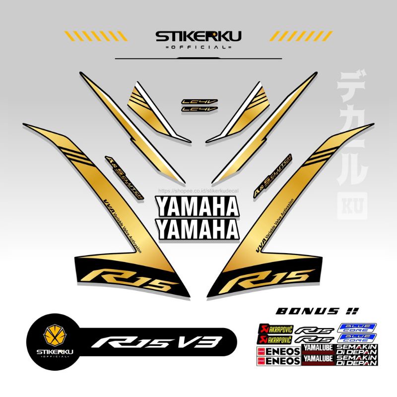 Jual STIKER STRIPING VARIASI BODY MOTOR YAMAHA R15 V3 TAHUN 2017 ...