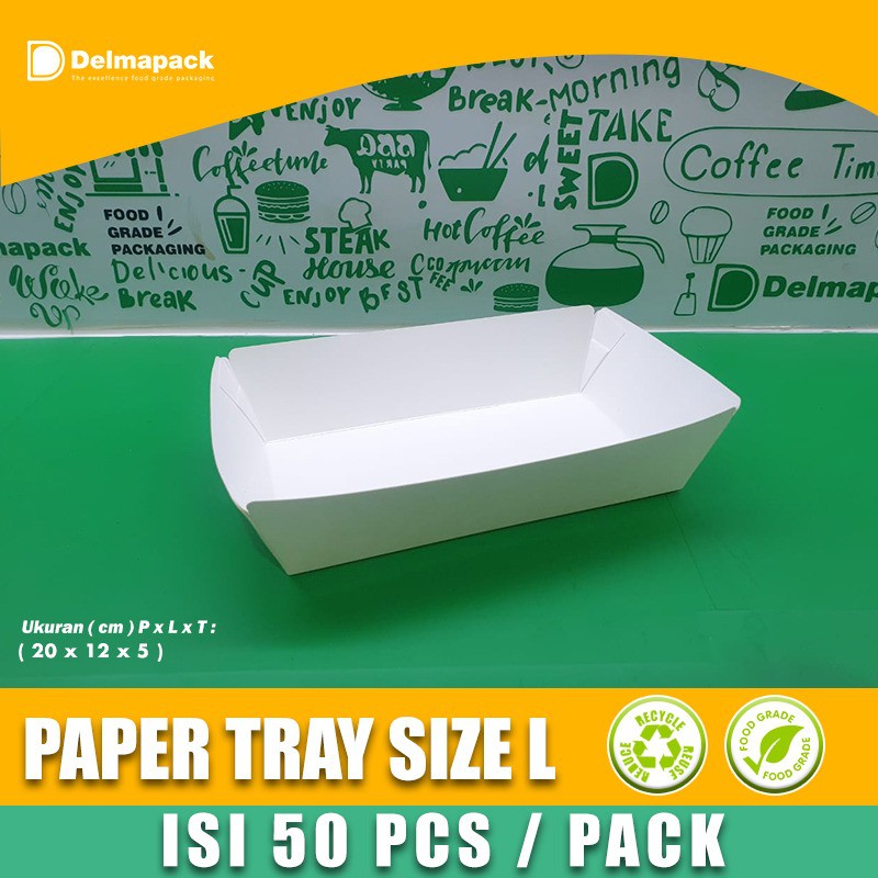 Jual PAPER TRAY SIZE L - PAPER TRAY LARGE FOODGRADE, ECO FRIENDLY - 50 ...
