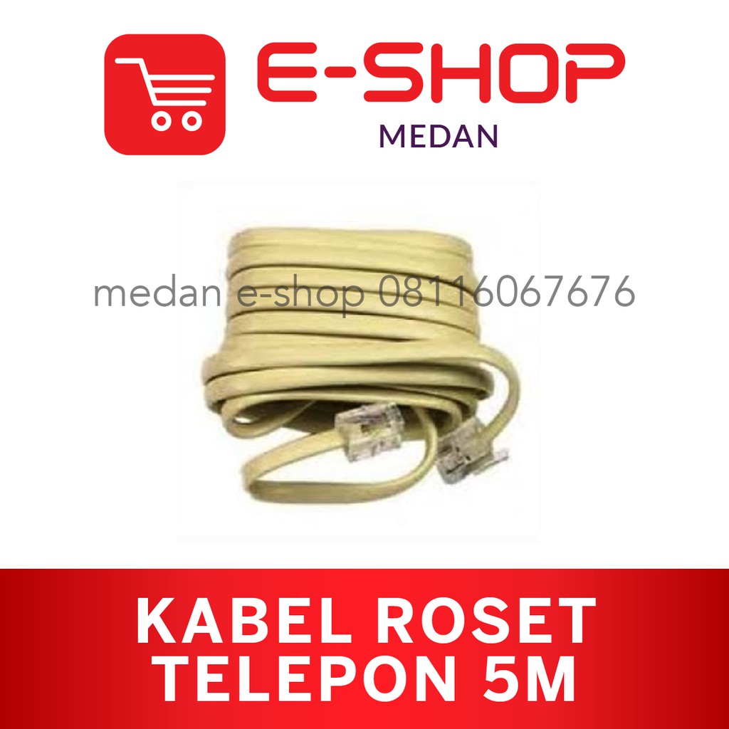 Jual Kabel Line Telepon Rumah 5 meter / Kabel Roset telepon Rj 11 full ...