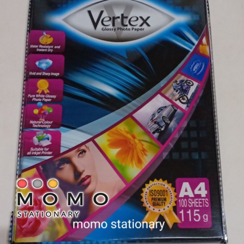 Jual kertas foto vertex A4 115 gr / kertas photo glossy vertex (100 ...