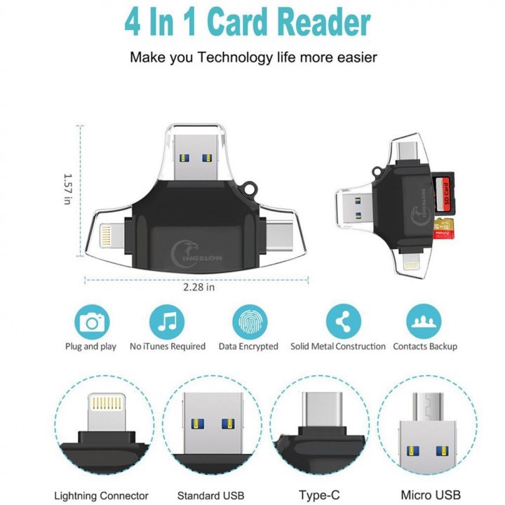 Jual iDragon R012 4 in 1 OTG Card Reader Converter for Mobile Phone ...