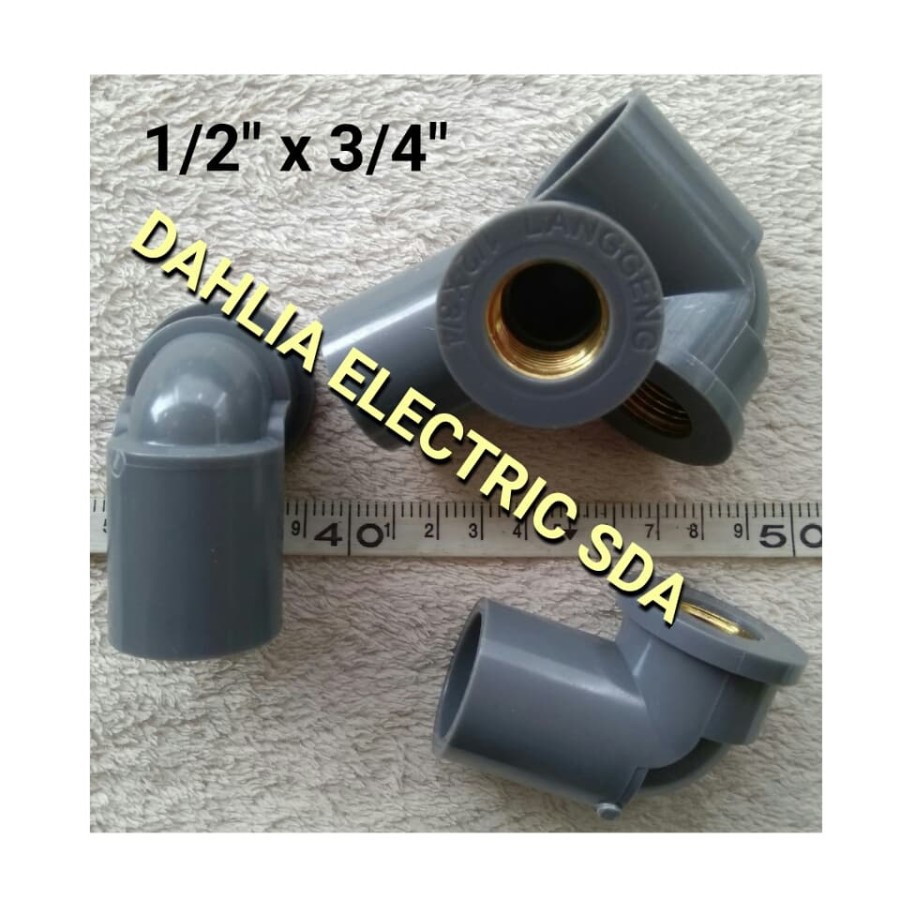 Jual KNEE PVC DRAT KUNINGAN 0.5" X 0.75" (1/2" X 3/4" ) | Shopee Indonesia