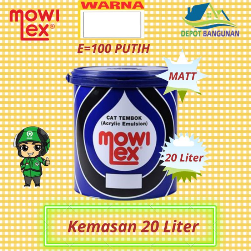 Jual Cat Tembok Cat Taman Mowilex Interior E - 100 Putih 20 Liter ...