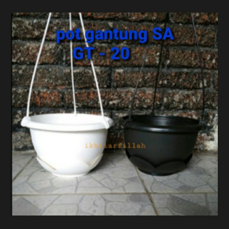 Jual 108. POT BUNGA GANTUNG SA 20 CM PUTIH DAN HITAM POT BUNGA PLASTIK ...