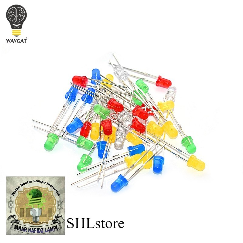 Jual LED 3mm Diode Cahaya Aneka Kit KOMPONEN DIY kit Biru Hijau Putih ...