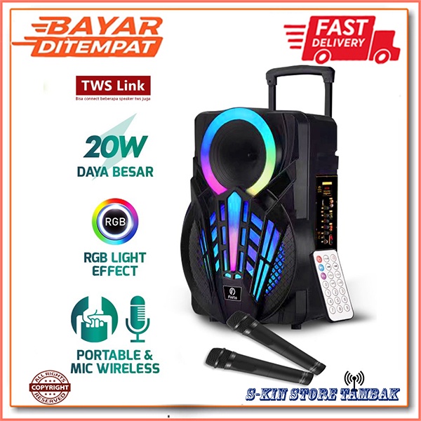 Jual Speaker FINITO 15 Inch speaker RGB LED Light Extra Bass FREE 2 MIC ...