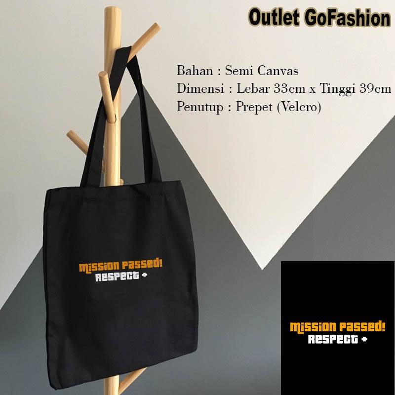 Jual Tas Totebag Tote Bag Desain Tulisan Mission Passed Respect GTA San ...