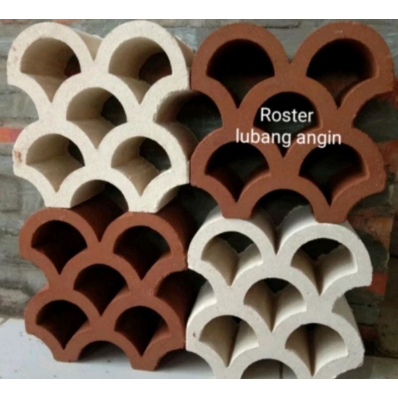 Jual roster modern motif bunga lubang 5 kombinasi putih dan merah bata ...