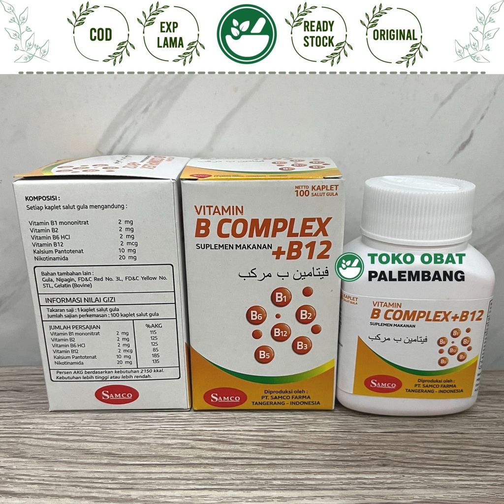 Jual 1 BOTOL B COMPLEX + B12 100 KAPLET SAMCO VITAMIN B KOMPLEK ...